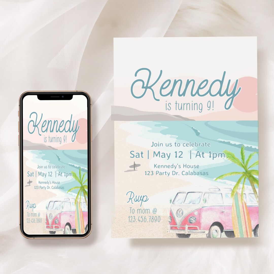 EDITABLE, Surfs up Invitation, Surf Party, Luau, Beach Party, Surf ...
