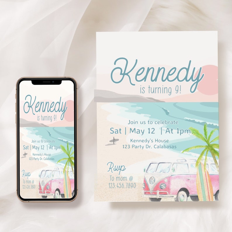 EDITABLE Surfs up Invitation Surf Party Luau Beach Party | Etsy