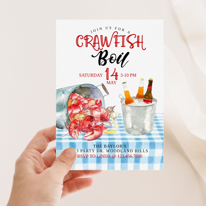 EDITABLE Crawfish Boil Invitation Crawfish Party - Etsy