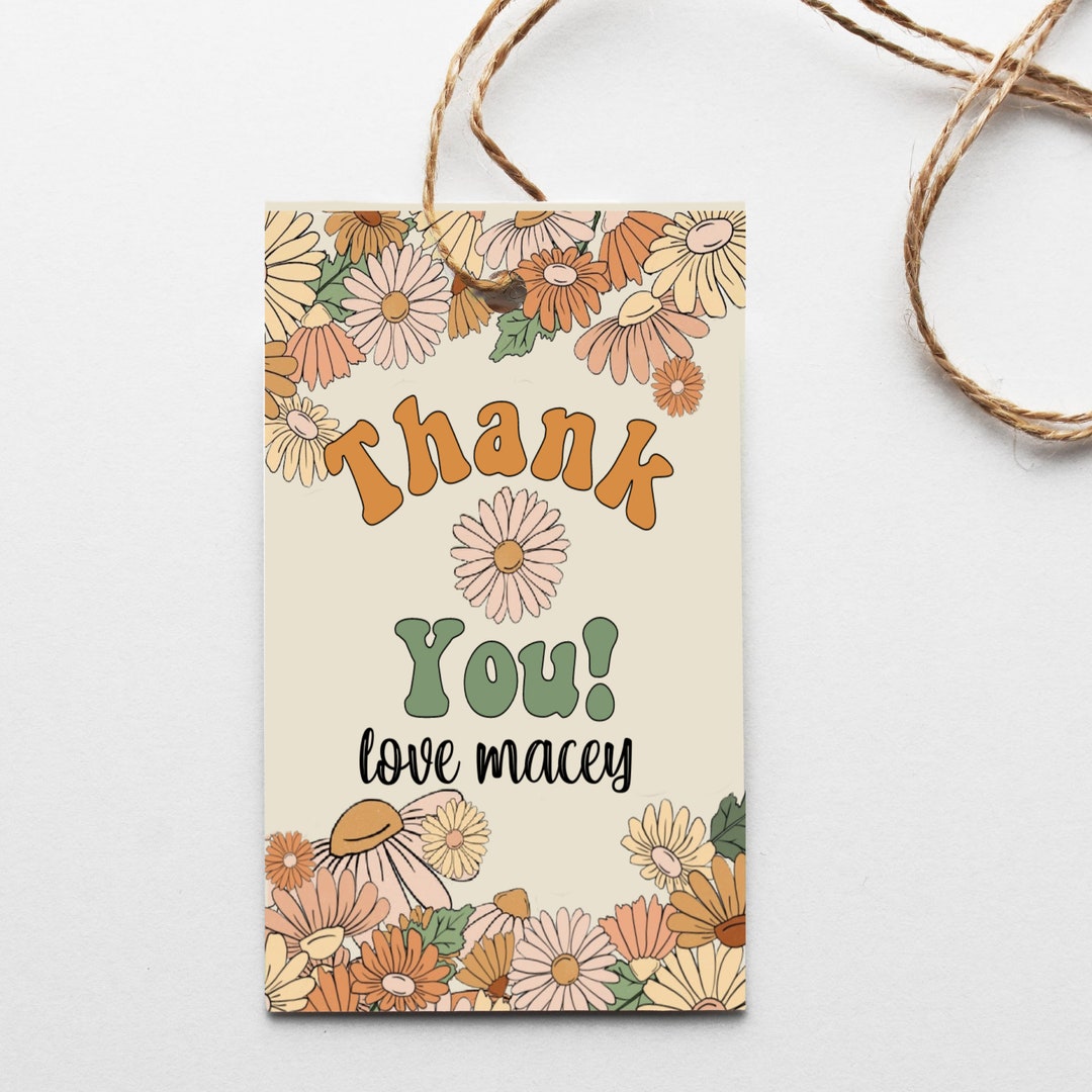 EDITABLE, Retro Birthday Tag, One, Groovy One, First Birthday, Hippie ...