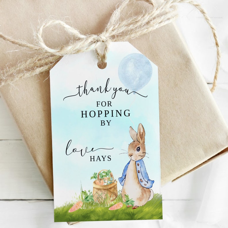 EDITABLE Peter Rabbit Birthday Thank You Tag Favor Tags - Etsy Canada
