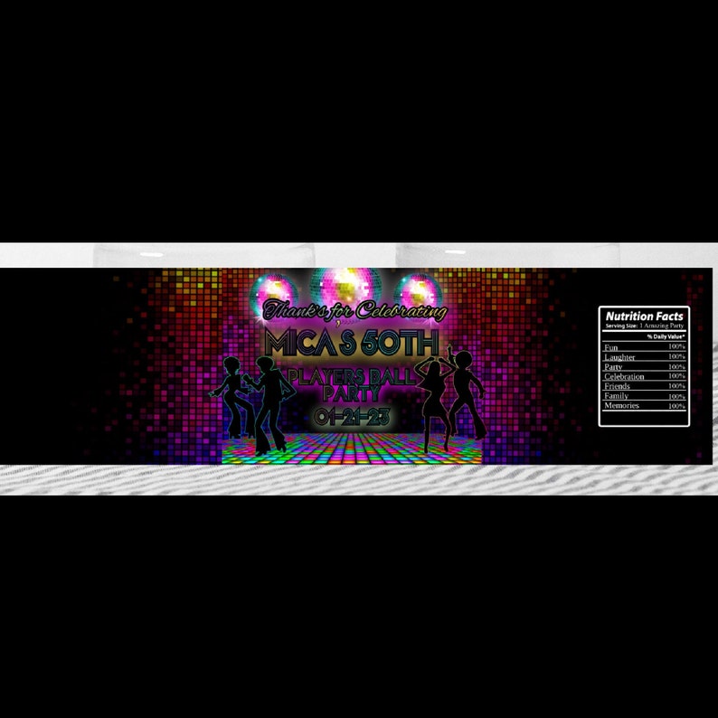 EDITABLE Water Bottle Labels Disco Party Disco Birthday - Etsy