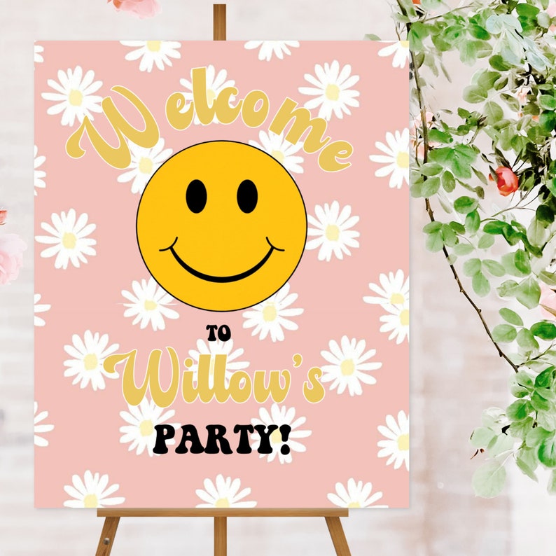 Smile Face Birthday Welcome Poster Welcome Smiley Face | Etsy
