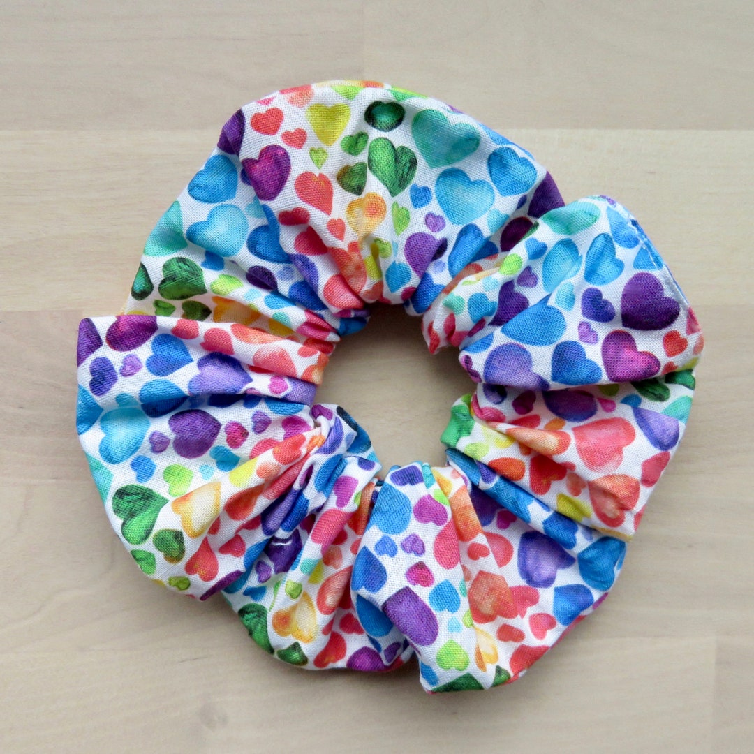Rainbow Scrunchie, Rainbow Hair Accessories, Valentines Scrunchie ...