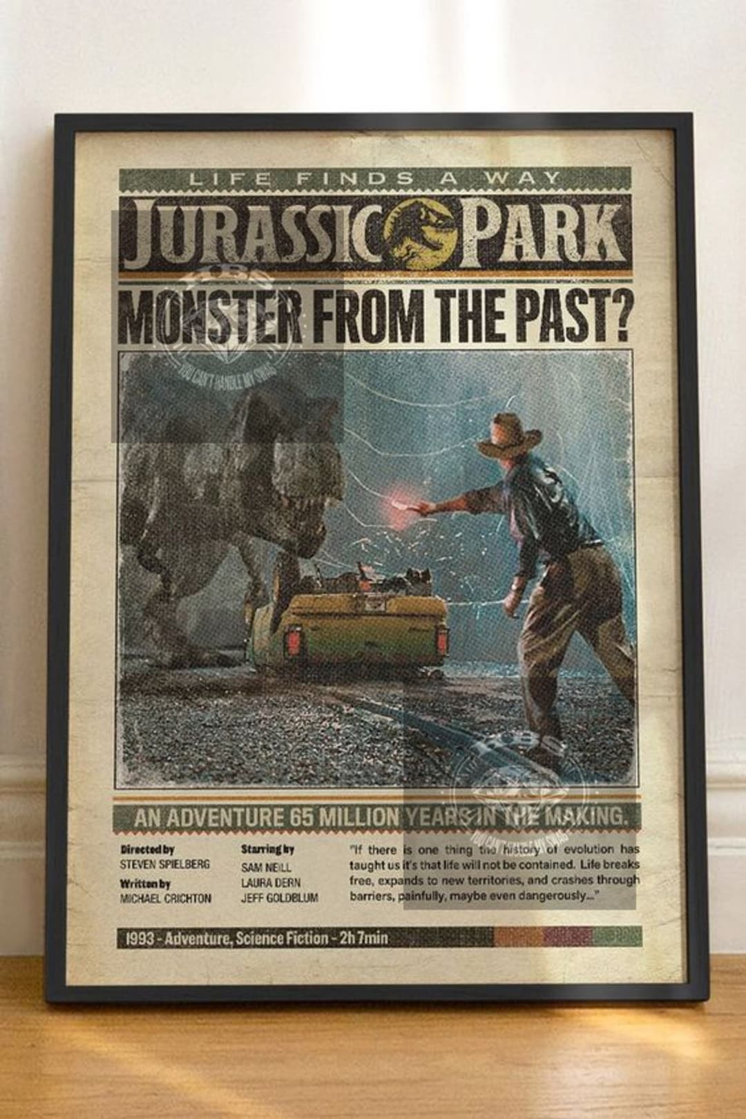 Jurass Park 1993 Adventure Film Poster Hammond Grant Sattler Vintage ...