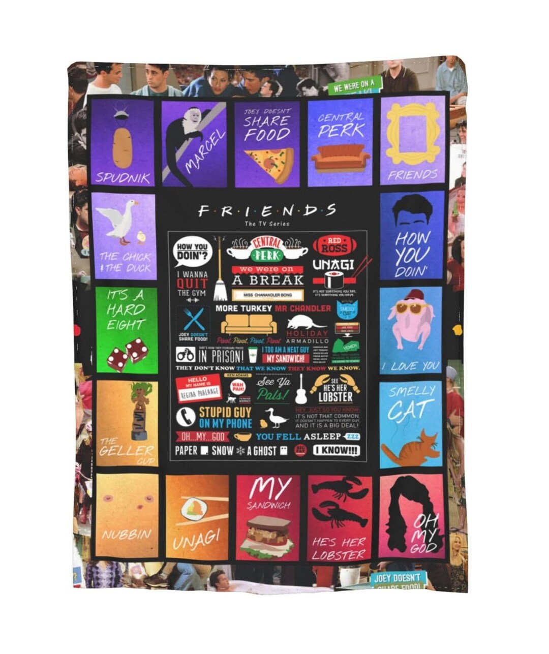 Friends Blankets, Friends 90s Tv Show Characters Monica Rachel Phoebe ...
