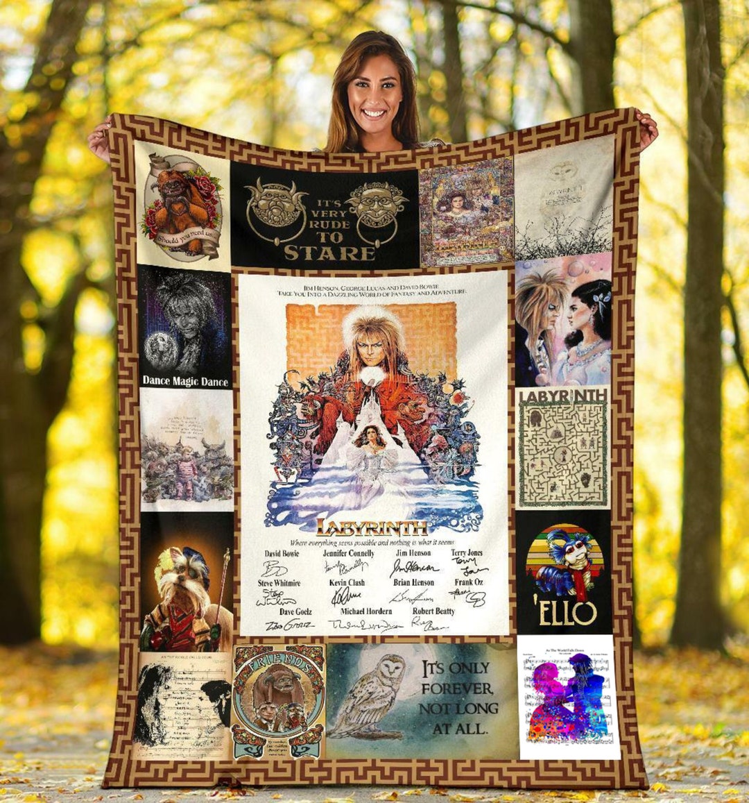 Labyrint.h Fleece Blanket, 1986 Labyrinth Quotes Retro Fleece Blanket ...