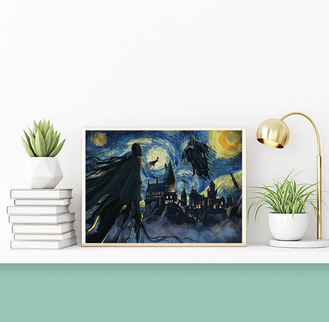 Dementor Starry Night Poster, Witch School Inspired Film Vintage Poster ...