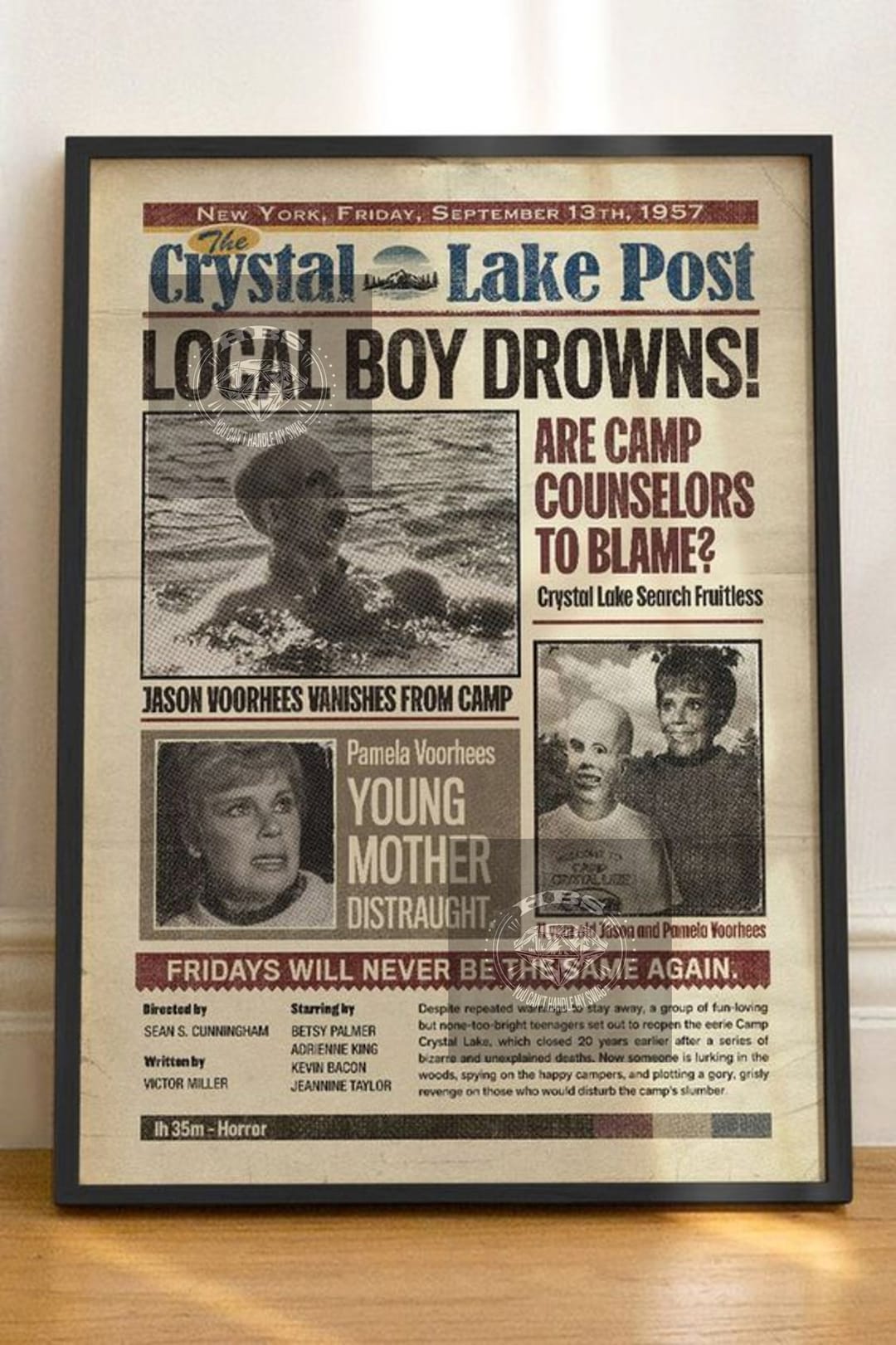 Friday the 13th 1980 Movie Poster, Jason Voorhees Poster, Horror Film ...