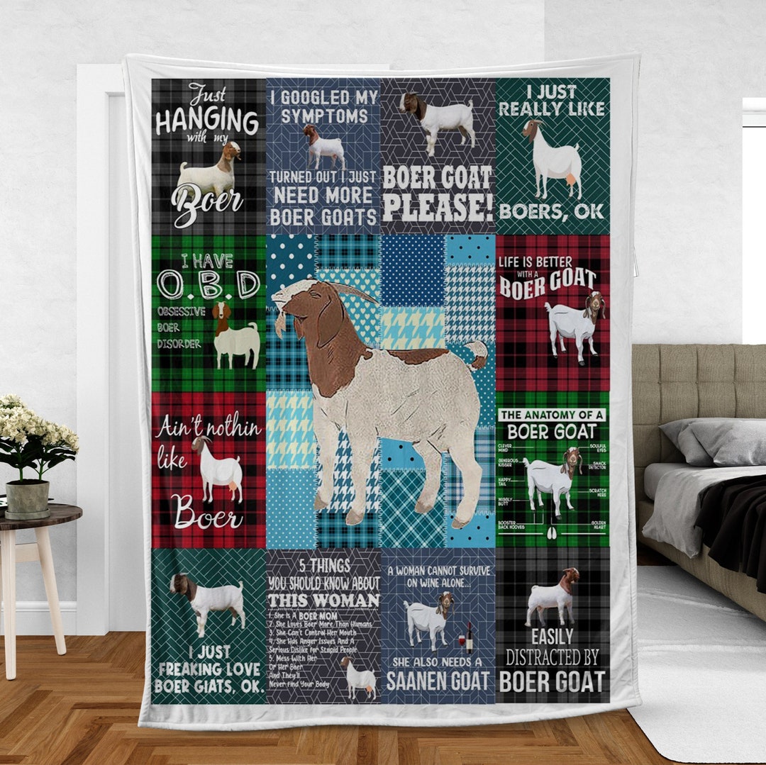 Boer Goat Farming Animal Fleece Blanket, Goat Funny Cute Fleece Blanket ...