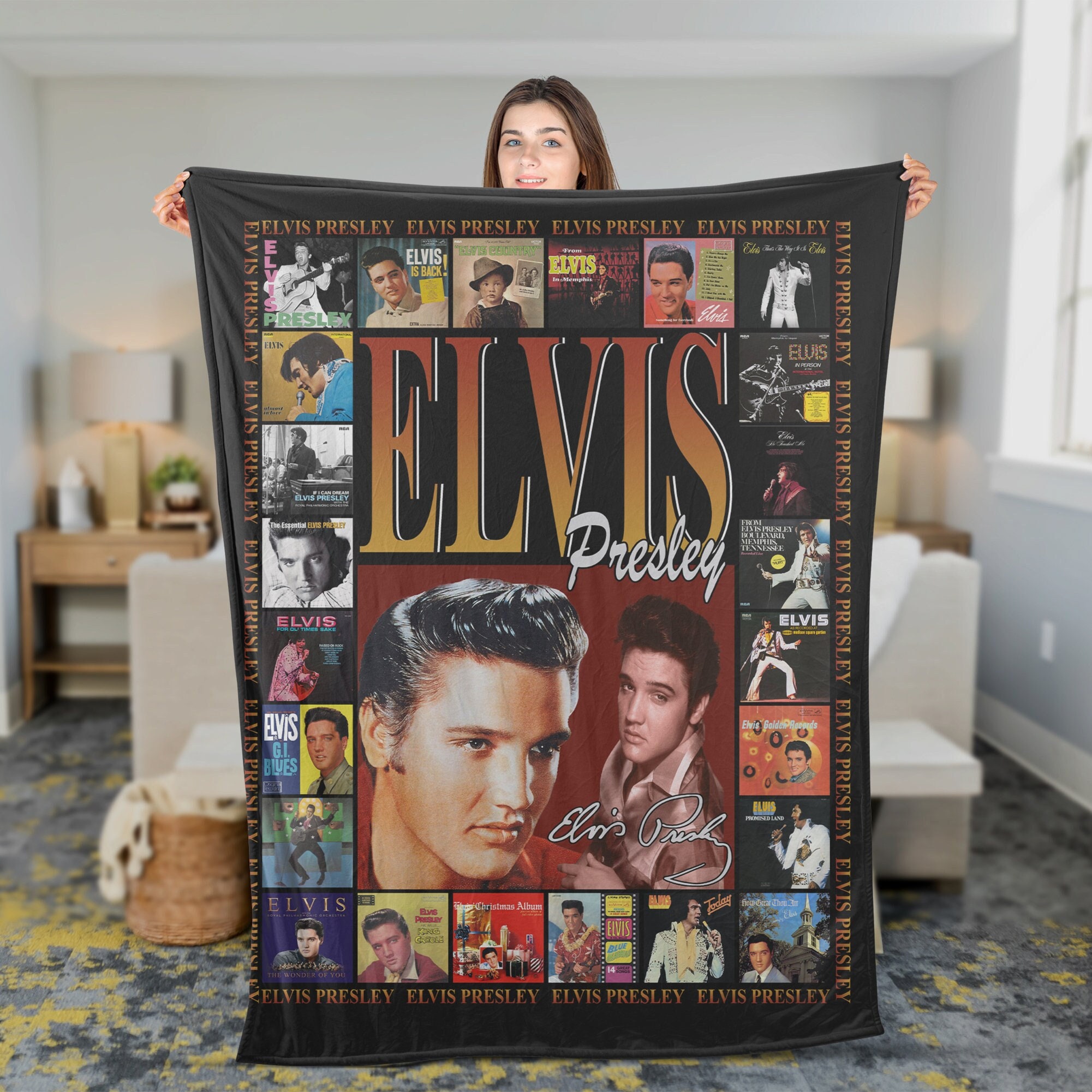 Elvispresley Blanket King of Rockn Roll Fleece Blanket Elvis - Etsy