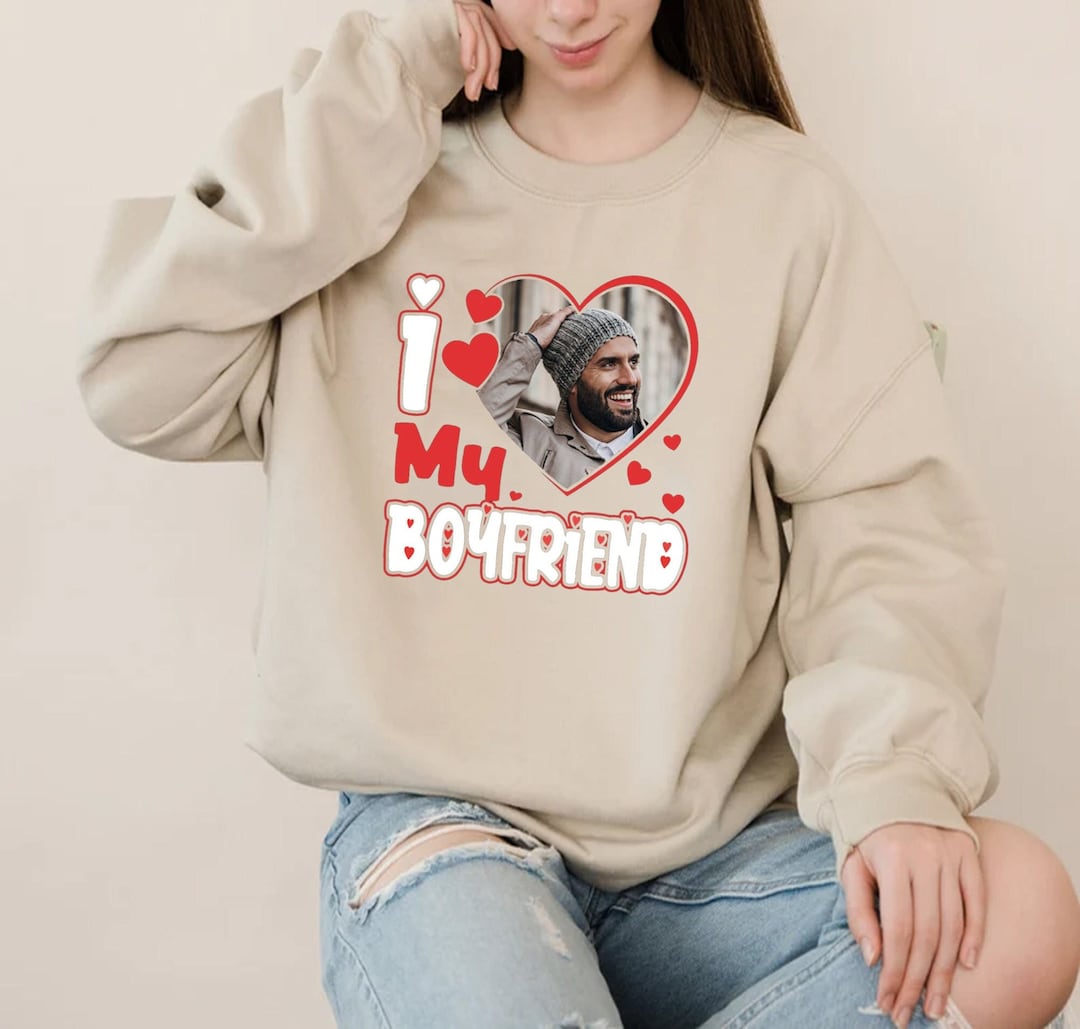 Personalized I Love My Boyfriend, Custom Photo Love Shirt, I Love Heart ...