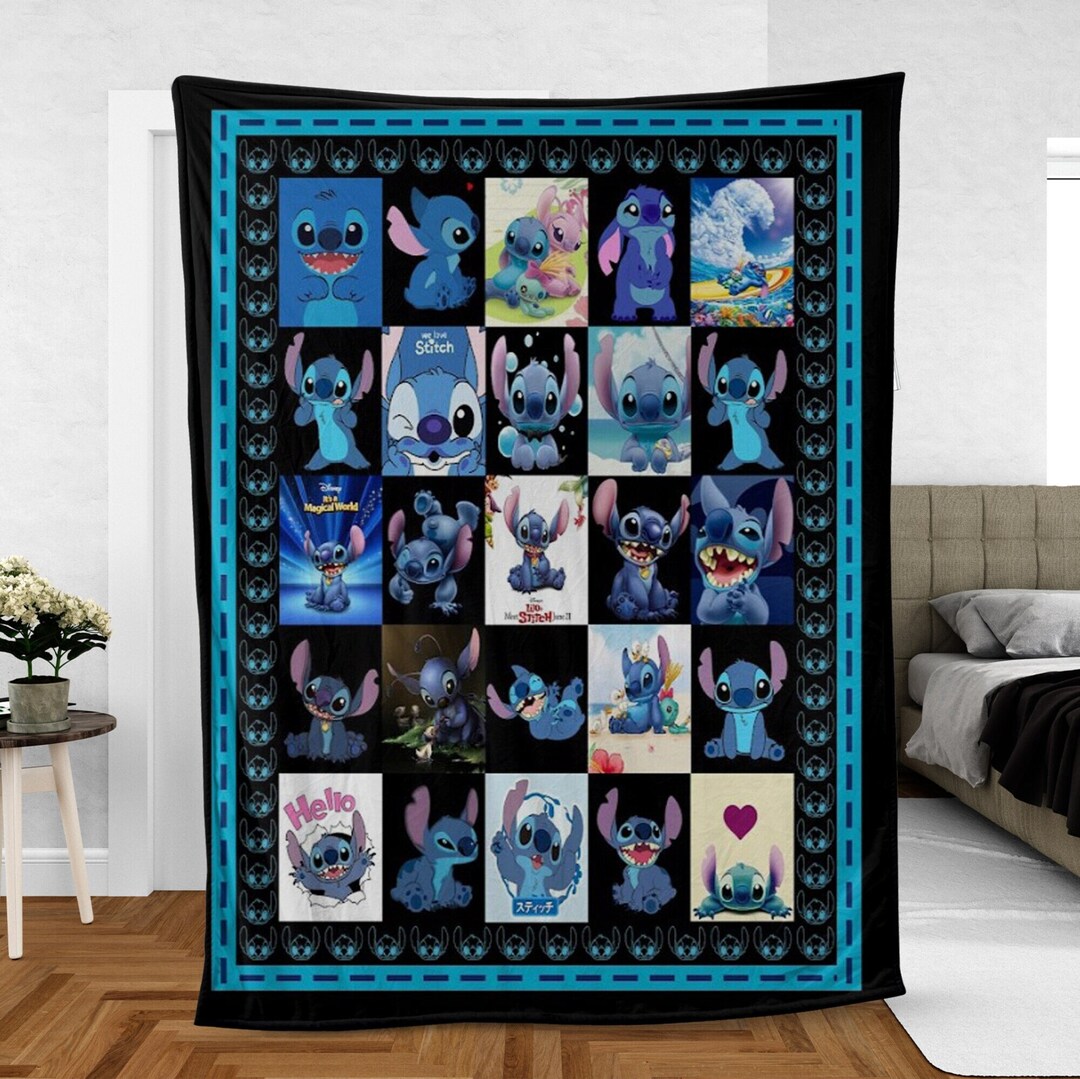Lilo and Stitch Funny Cute Fleece Blanket, Stitch Blanket for Bed Sofa ...