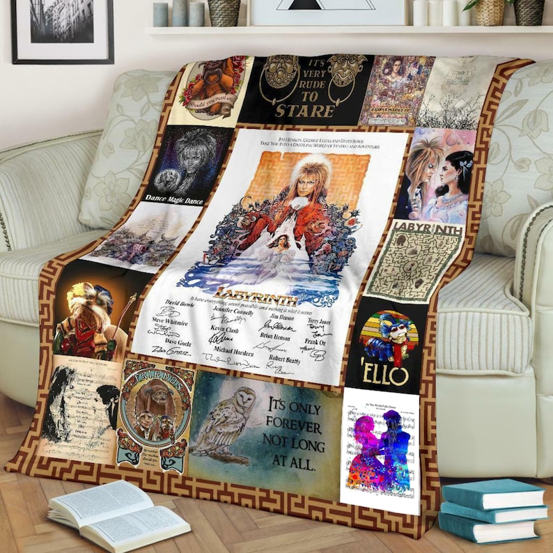 Labyrint.h Fleece Blanket, 1986 Labyrinth Quotes Retro Fleece Blanket ...