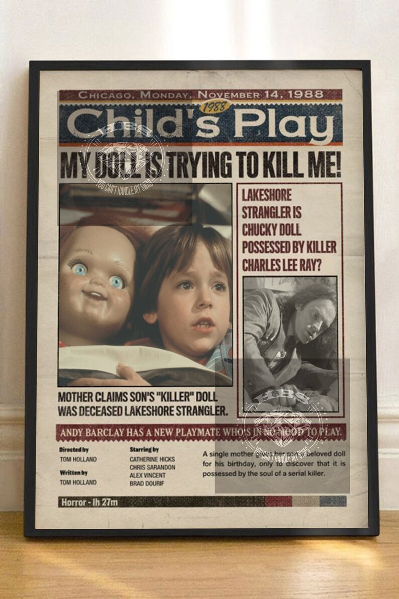 Child’s Play 80s Poster, Charles Lee Ray, Horror Movie Vintage ...