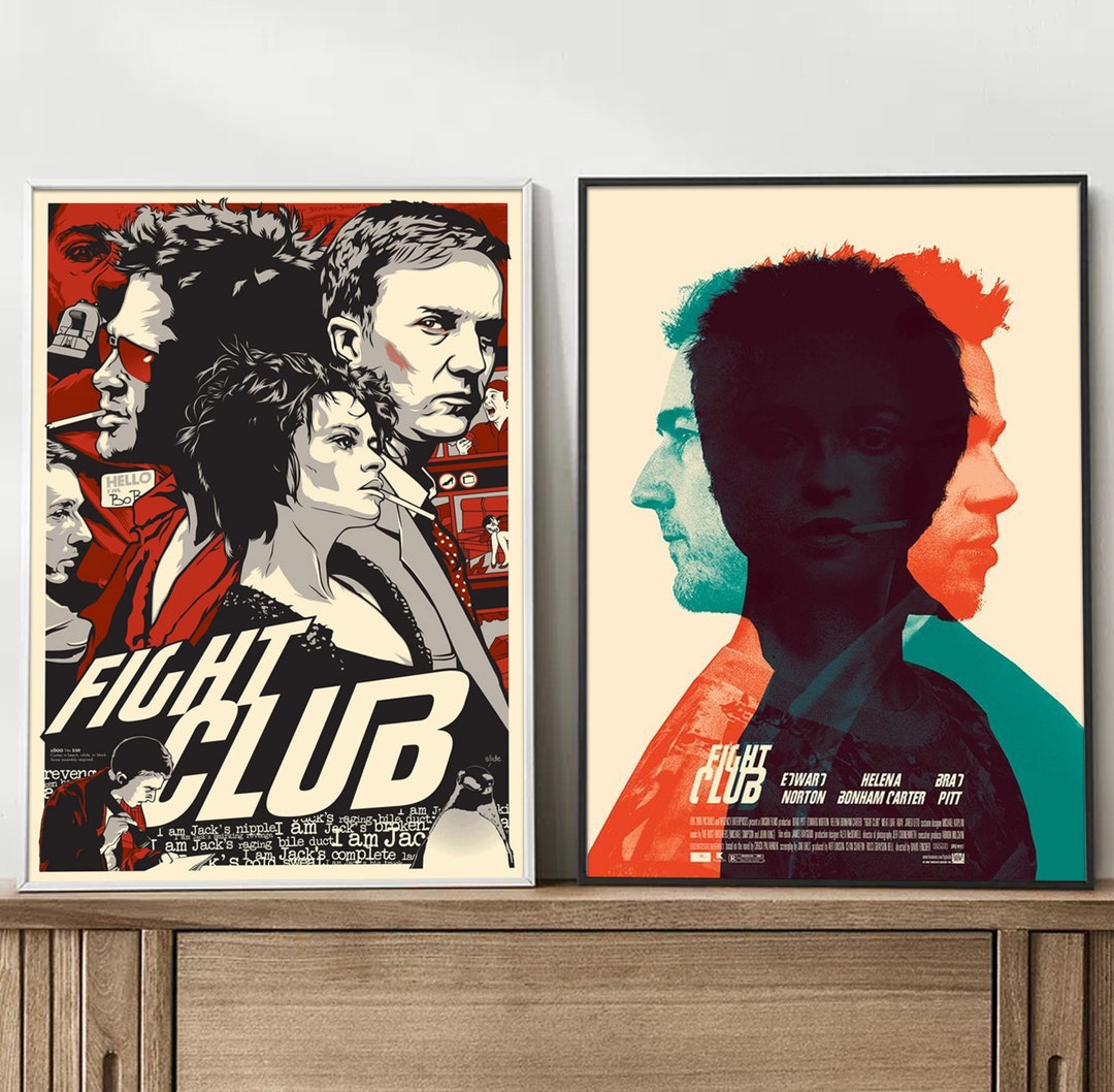 Fight Club 1999 Movie Art Poster - Tyler Durden and Marla Singer ...