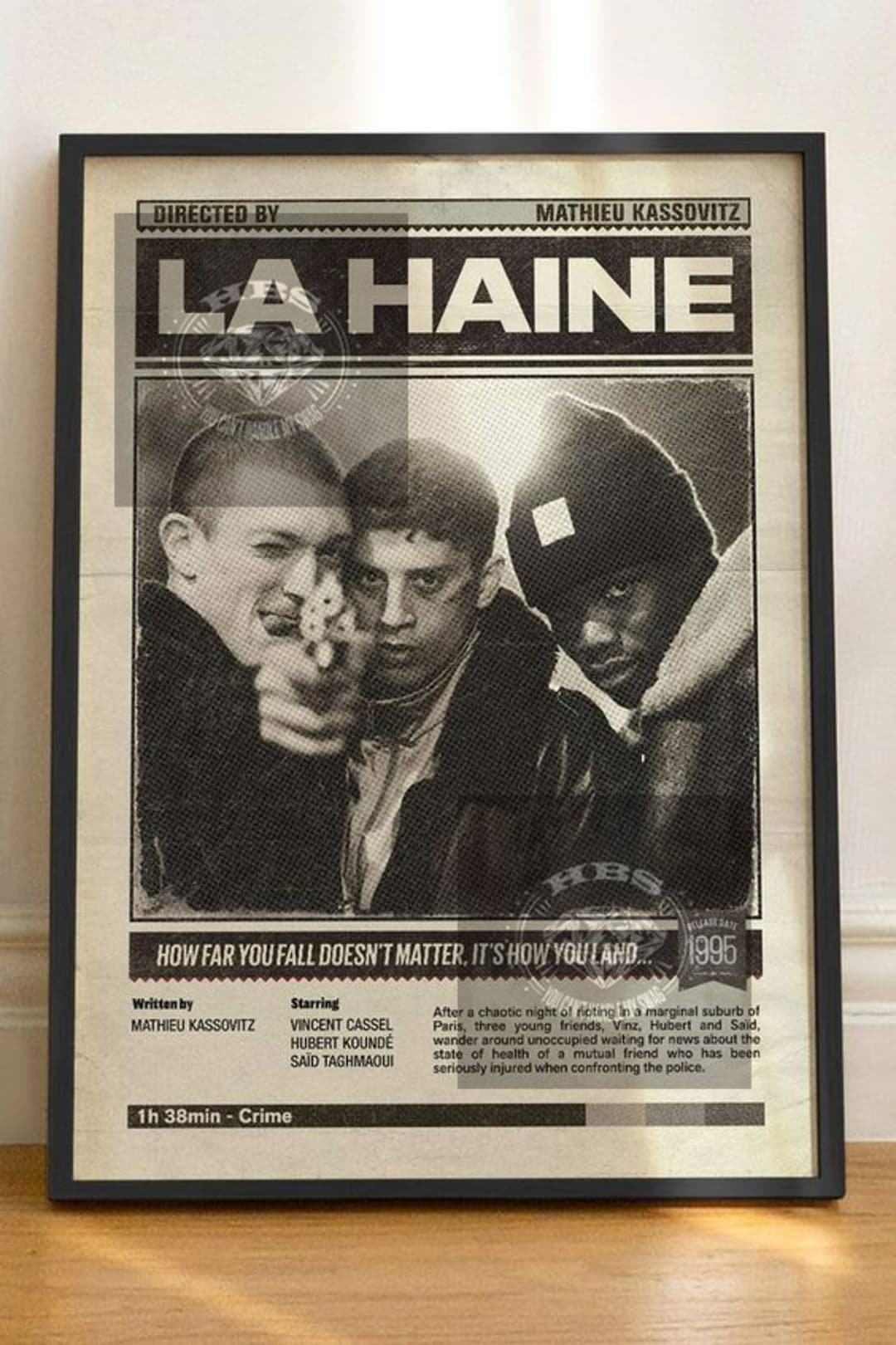 La Haine Movie Poster Print, La Haine Minimalist Vintage Retro Poster ...