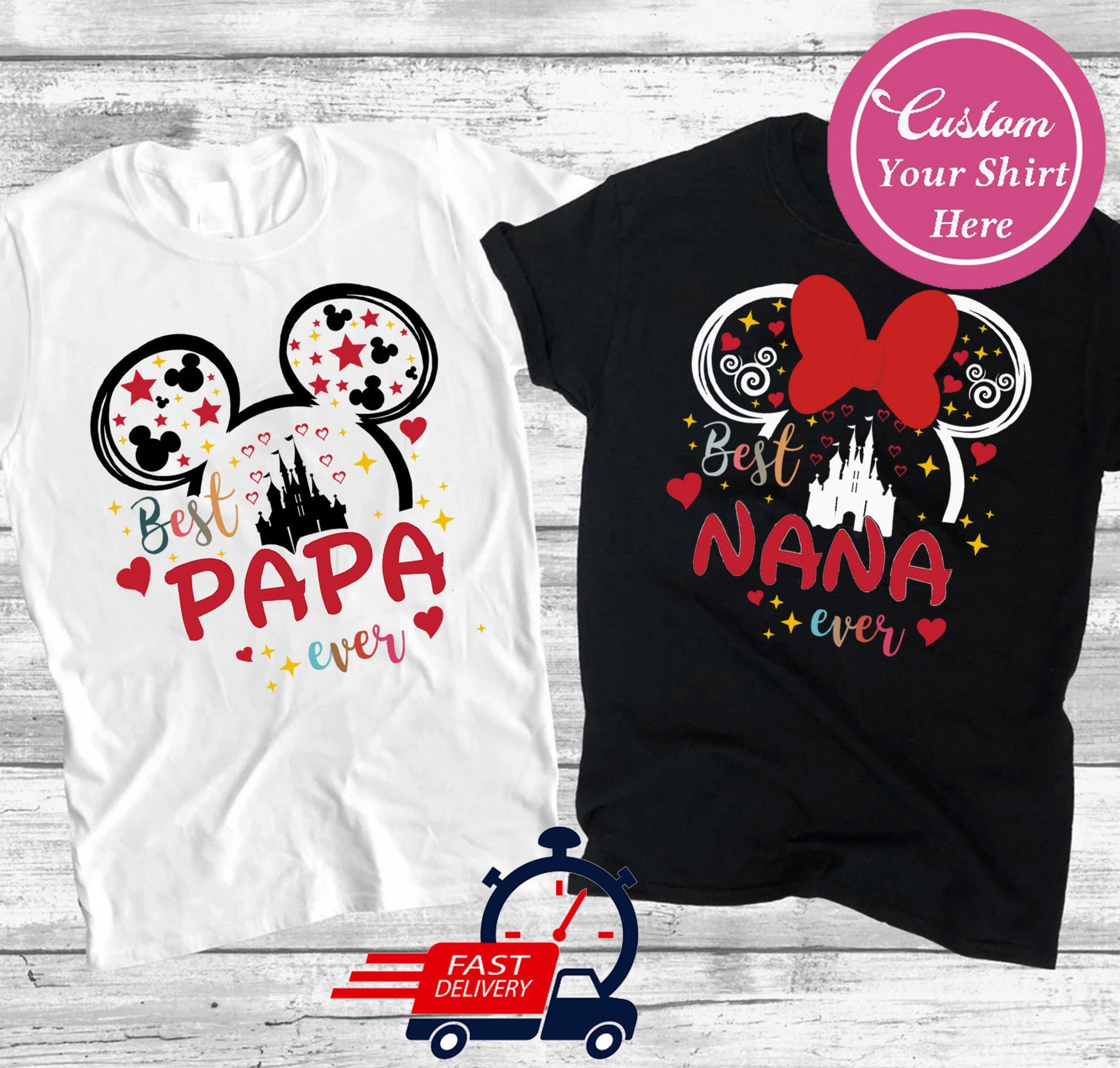 Custom Best Nana Ever, Best Papa Ever, Nana Minnie Mouse, Papa Mikey ...