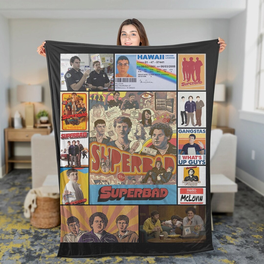Superbad Fleece Blanket, Superbad Teen Film Vintage Blanket, Fogell ...