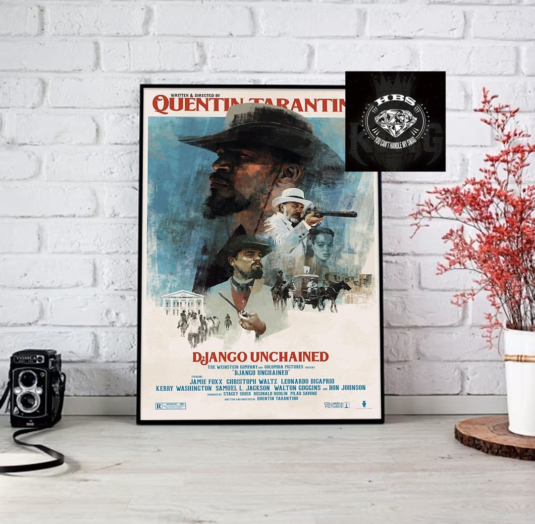 Django Movie Unchained Vintage Poster, Django Calvin Candie Retro Art ...