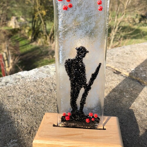 Fused Glass Soldier Poppy Memorial Gift Fused Glass Art - Etsy