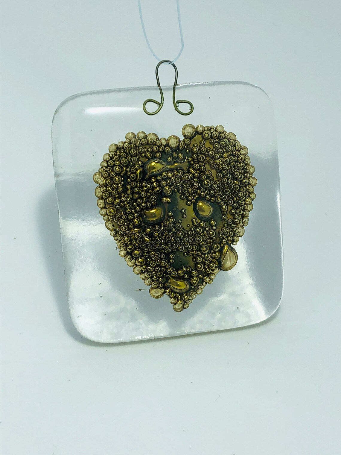 Fused Glass With Brass Heart Inclusion - Etsy