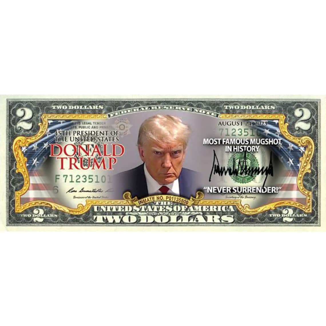 Trump Mugshot - Genuine Legal Tender U.S. 2 Bill - Etsy