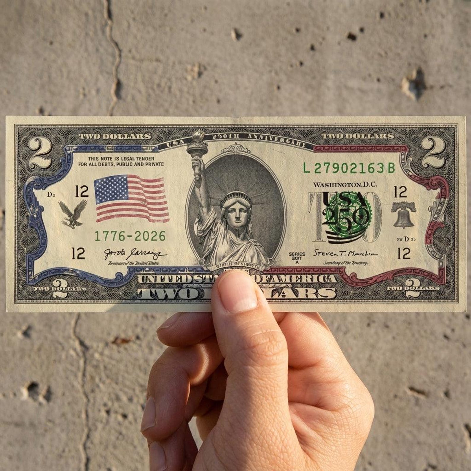 USA 250th Anniversary Two Dollar Bill Statue of Liberty Edition - Etsy