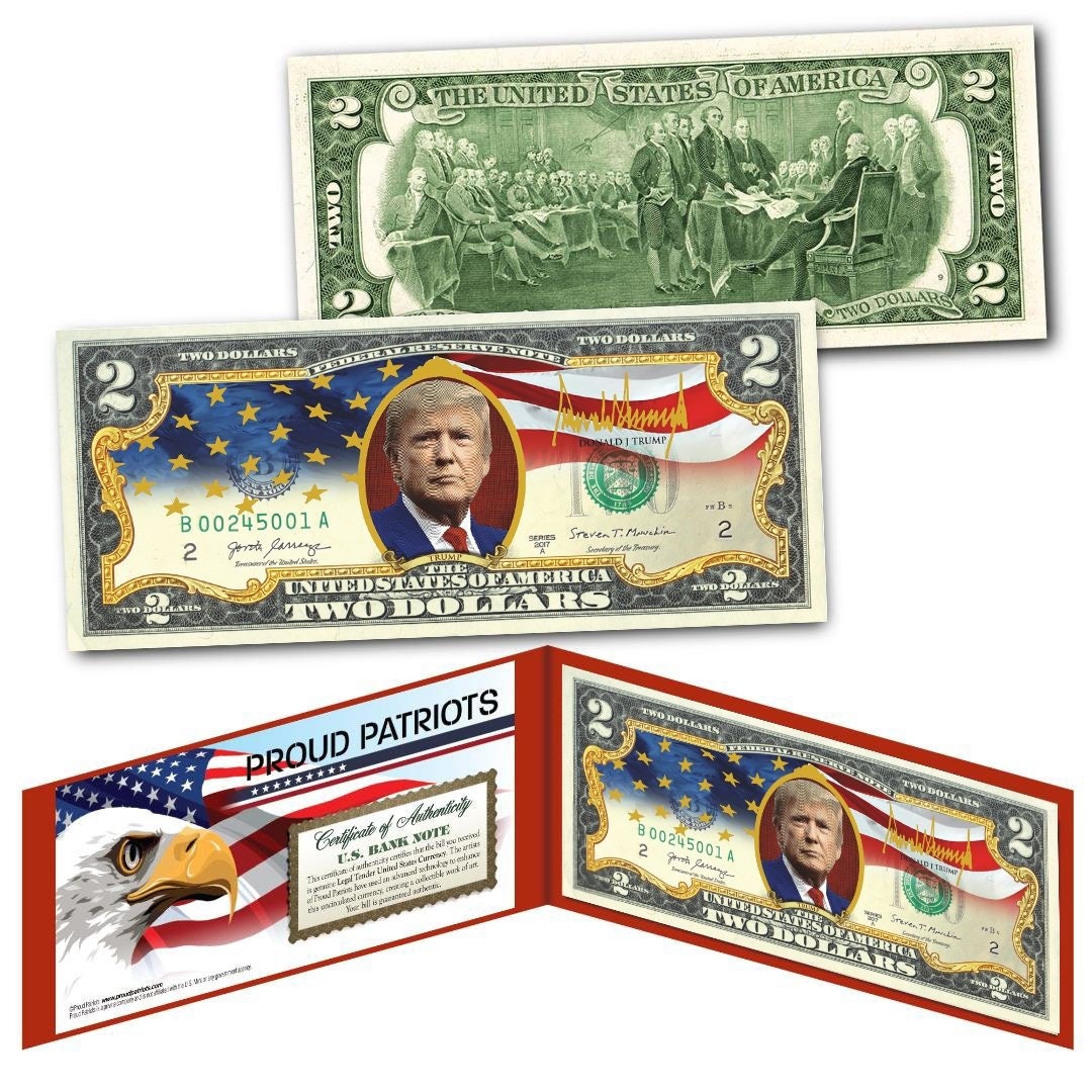 Colored Trump 2 Bill - (U.S. Genuine Legal Tender) - Etsy