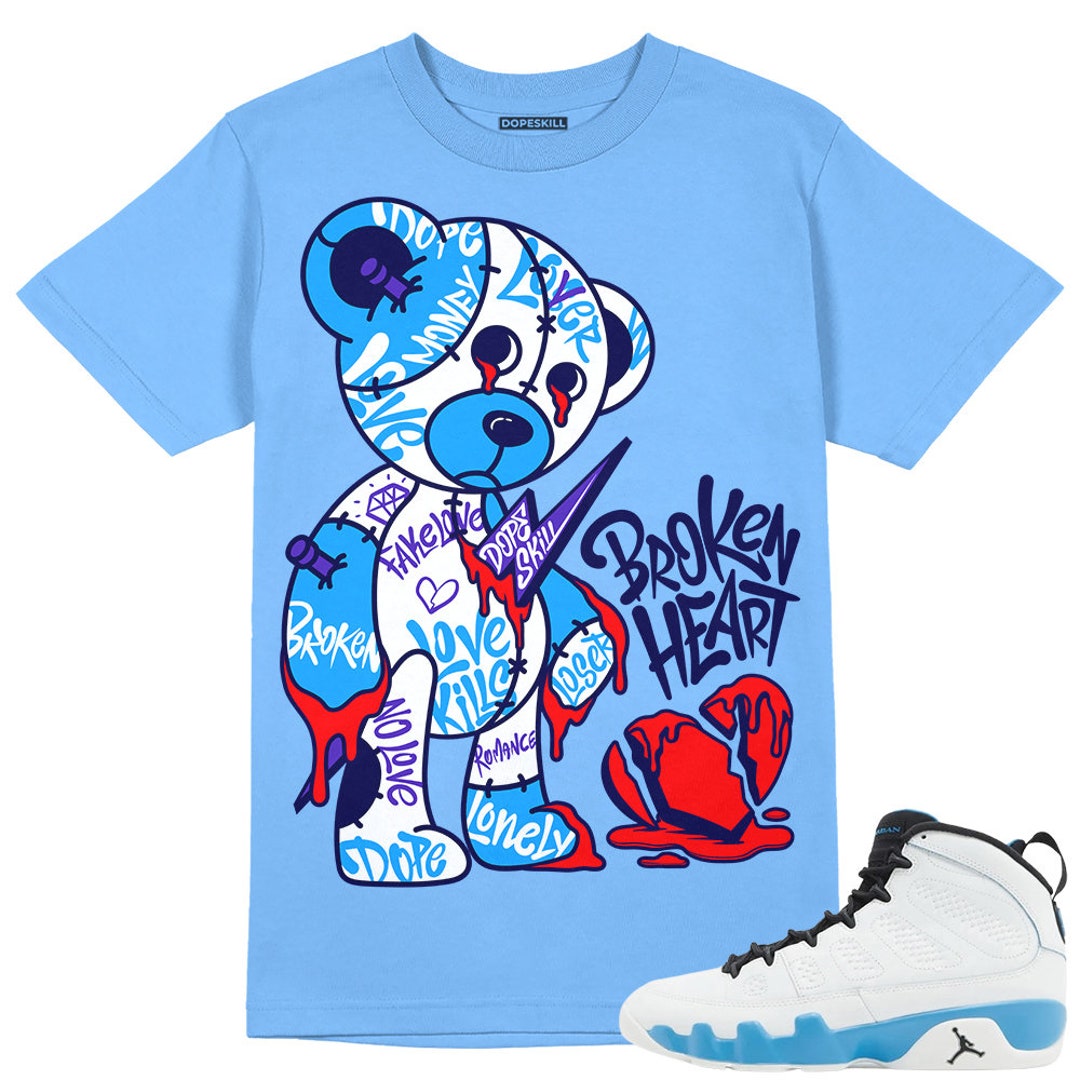 Powder Blue 9s Dopeskill Unisex Shirt Broken Heart Graphic - Sky Blue ...