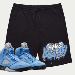 University Blue 5s Dopeskill Men's Fleece Shorts R.B Graphic - Etsy