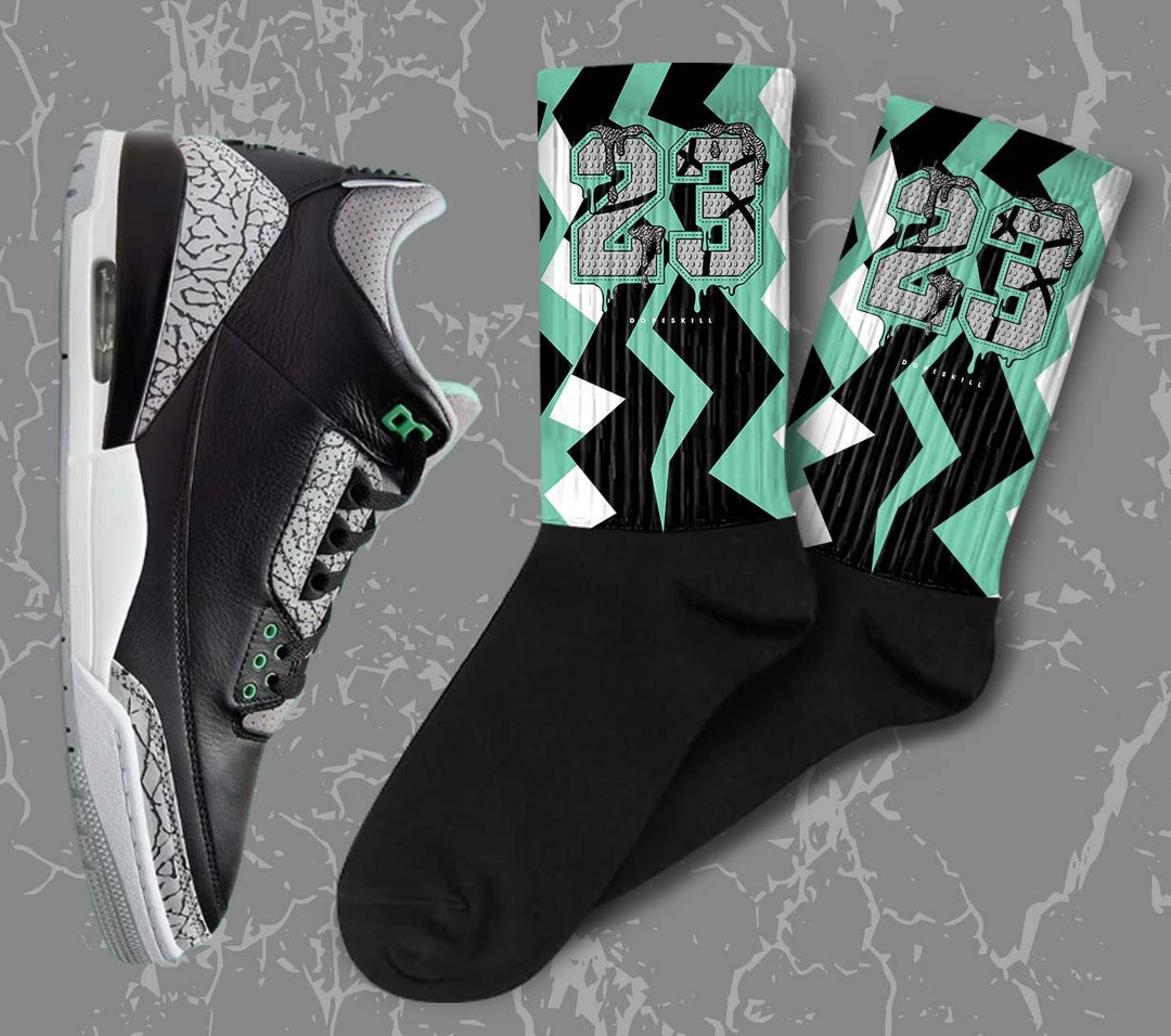 Green Glow 3s Dopeskill Sublimated Socks Ziczac Graphic - Etsy