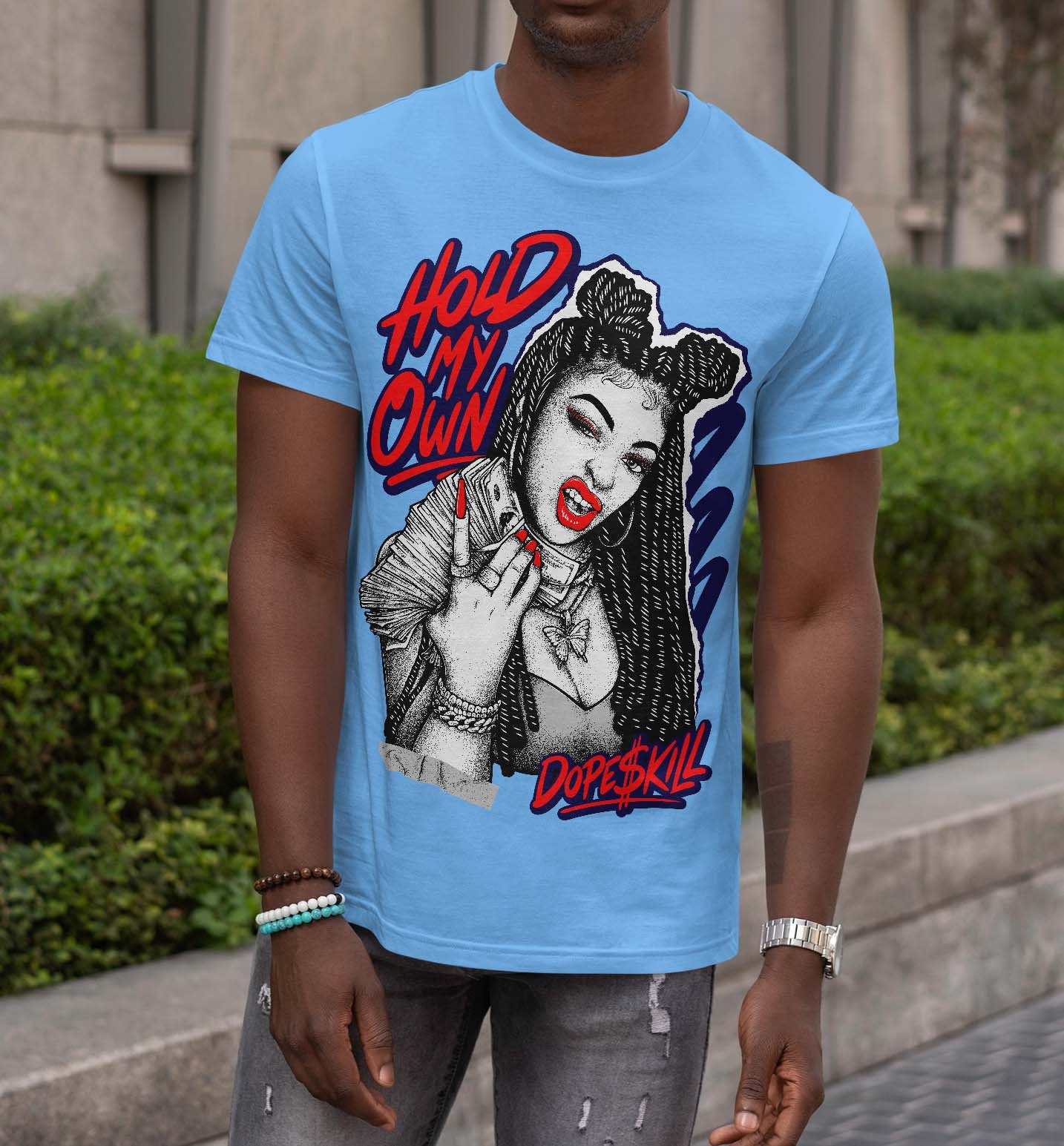 Powder Blue 9s Dopeskill Unisex Shirt New H.M.O Graphic - Sky Blue ...