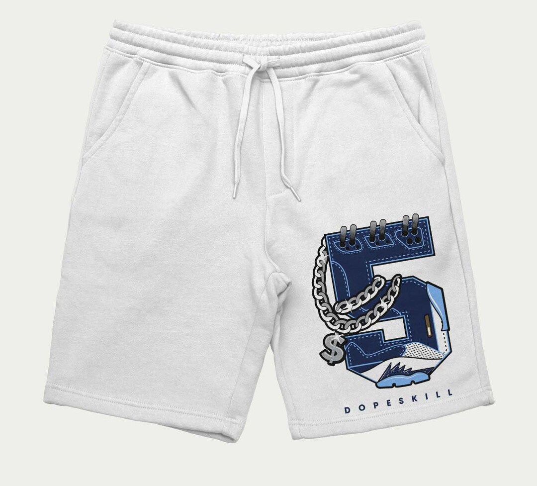 Midnight Navy 5s Dopeskill Men's Fleece Shorts No.5 Graphic - Etsy
