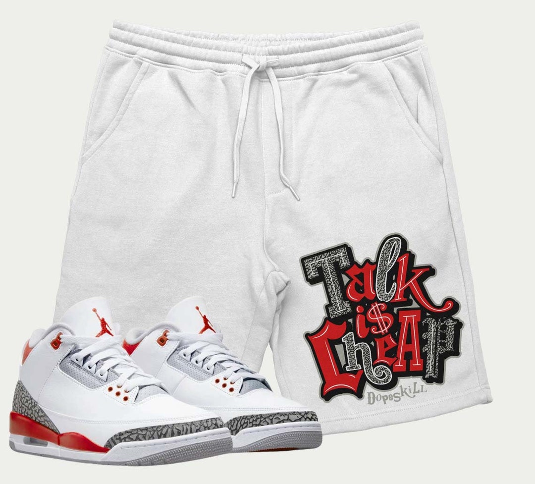 Fire Red 3s Dopeskill Men's Fleece Shorts Talk is Chip Graphic - Etsy