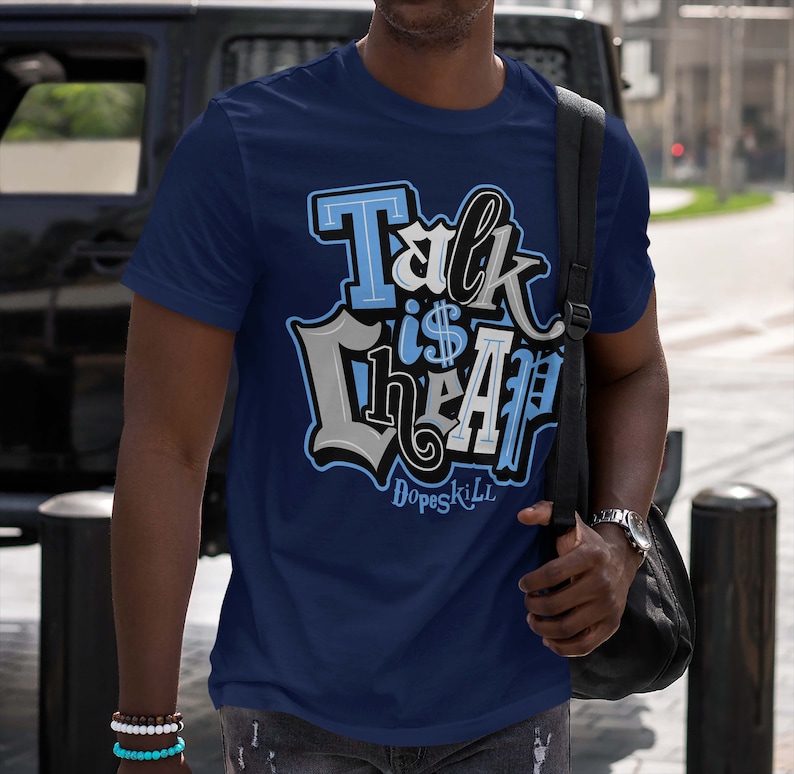 Midnight Navy 5s Dopeskill Unisex Shirt Talk is Chip Graphic - Navy ...
