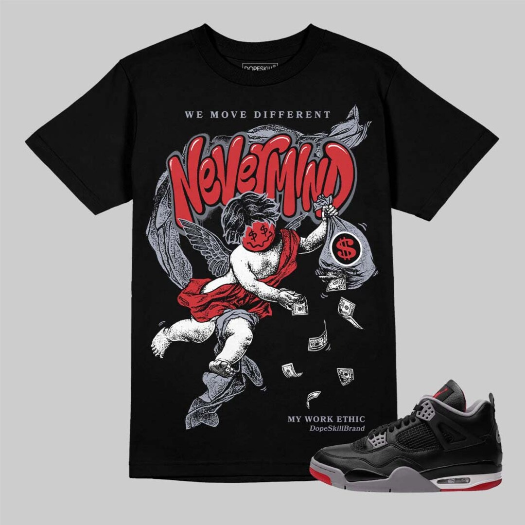 Streetwear Graphic Tee, Bred Reimagined 4s Unisex Graphic Tshirt ...