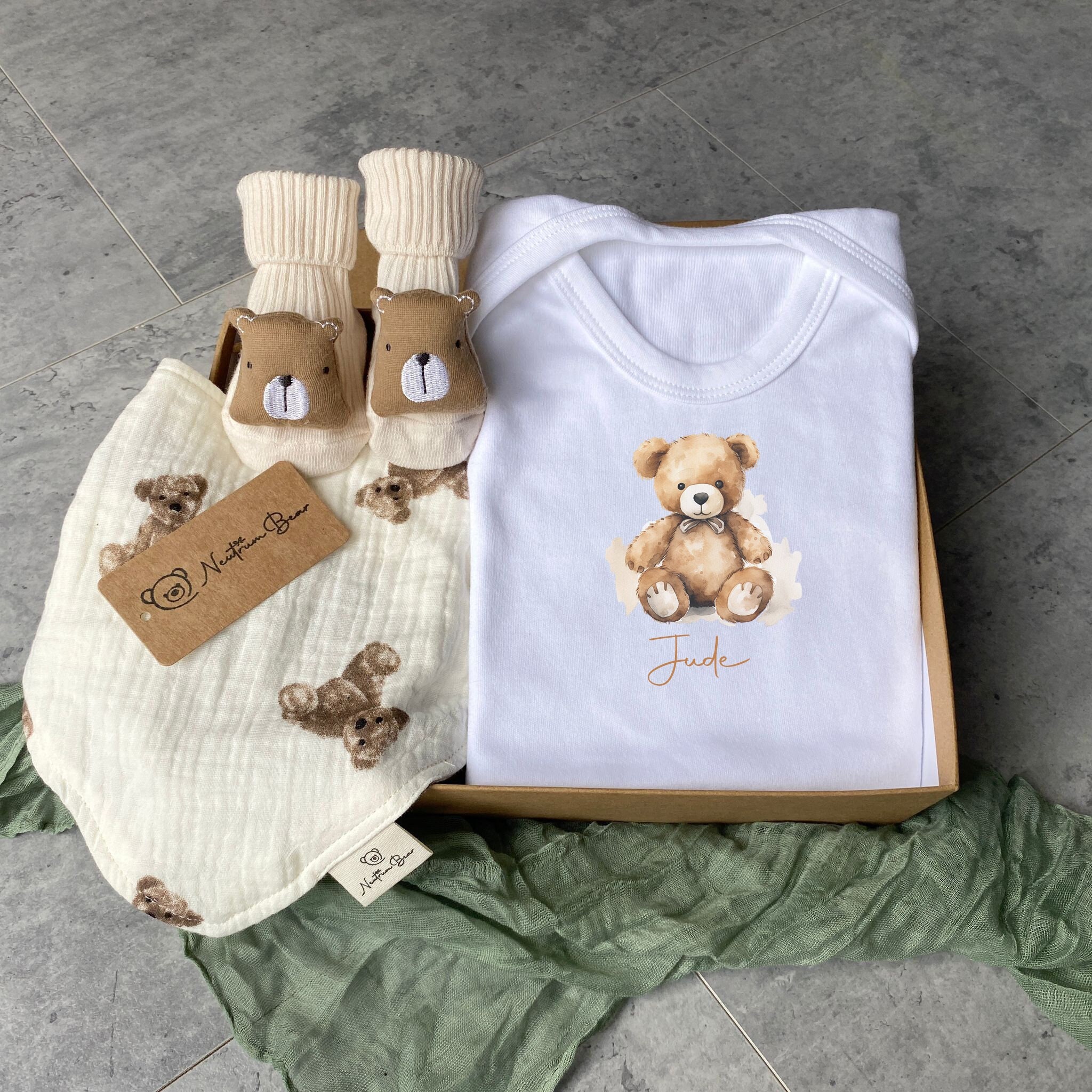 New Baby Gift Set, Personalised Baby Gift, Neutral Baby Gift, Newborn ...