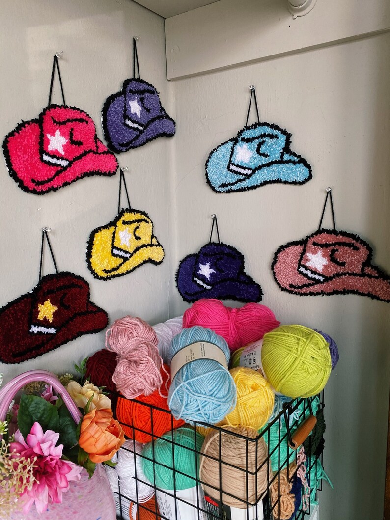 Cowboy Hat Tufted Wall Hanging Needle Punch Decor Punch - Etsy