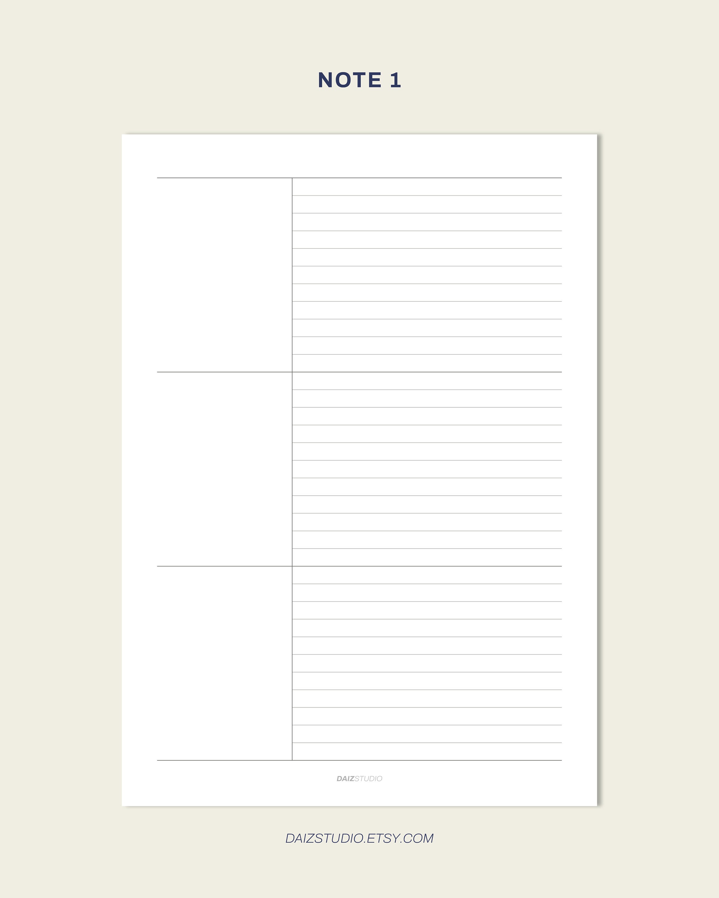 Printable Notes, Lined Paper, Lecture Notes, Study Templates, Planner ...