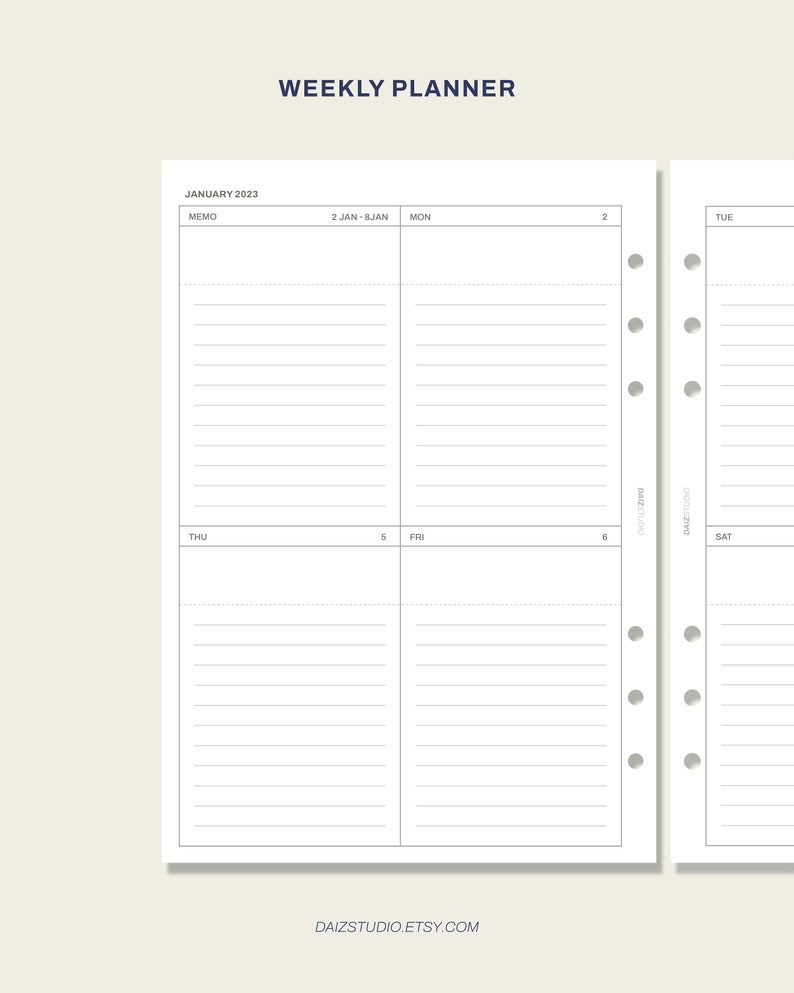 2023 Printable Weekly Planner, Dated, A5 Planner Refill, Planner ...