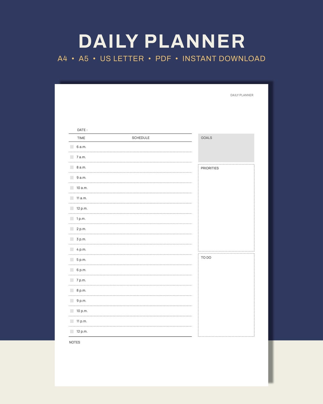 2022 Printable Daily Planner Printable Calendar Undated - Etsy