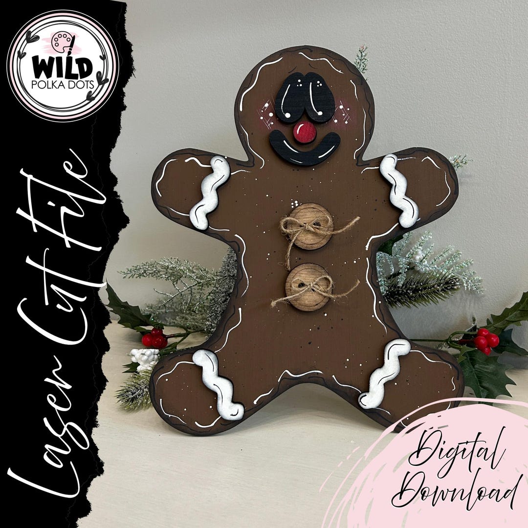Gingerbread Man Shelf Sitter SVG for DIY Winter Decor - Glowforge Laser ...