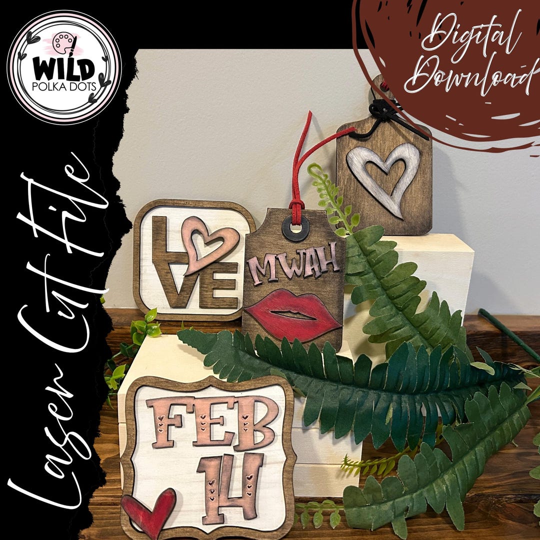 Valentine's Day Tiered Tray SVG | Market Prep Heart Laser Cut Files ...
