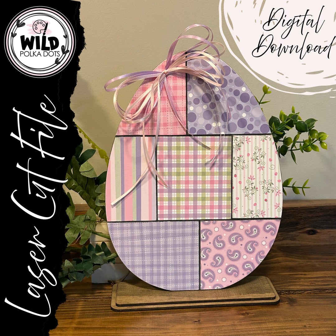 Patchwork Easter Egg SVG | 2 Backer Options With Stand | Market Prep ...