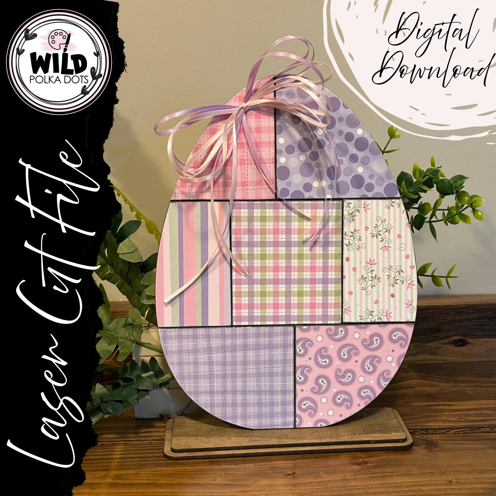 Patchwork Easter Egg SVG | 2 Backer Options With Stand | Market Prep ...