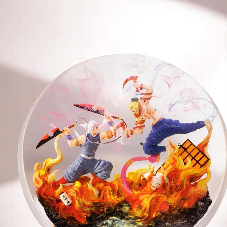 Uzui Tengen Vs Gyutaro Demon Slayer Resin Lamp LED Resin Epoxy Night ...