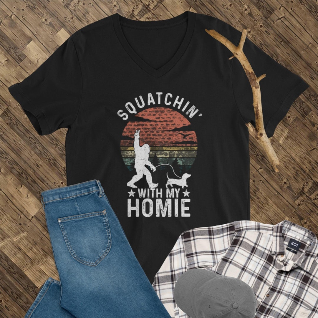 Bigfoot Dog Retro Shirt Sasquatch, Dachshund T Shirt, Humor for Dog ...