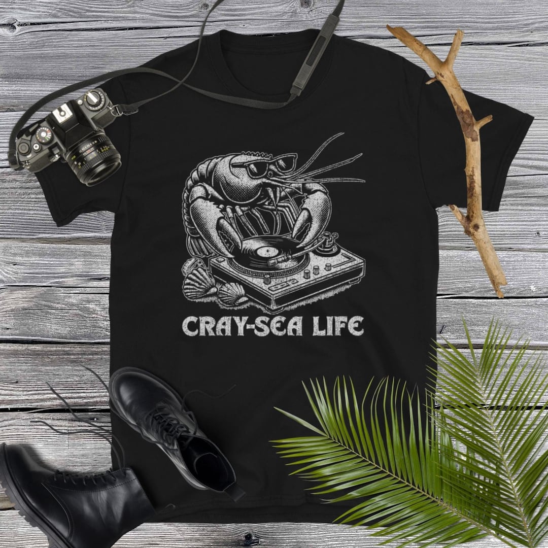 Crayfish Shirt, DJ Retro Tee Shirt, Seafood Music Lover, Gift for Dj ...