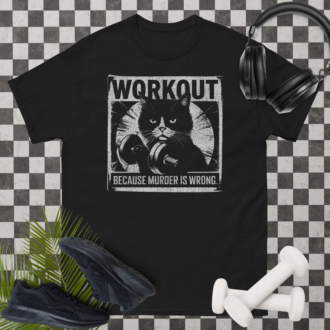 Gym Parody Shirt, Sarcastic Workout Cat, Fitness Cat Graphic Tee ...